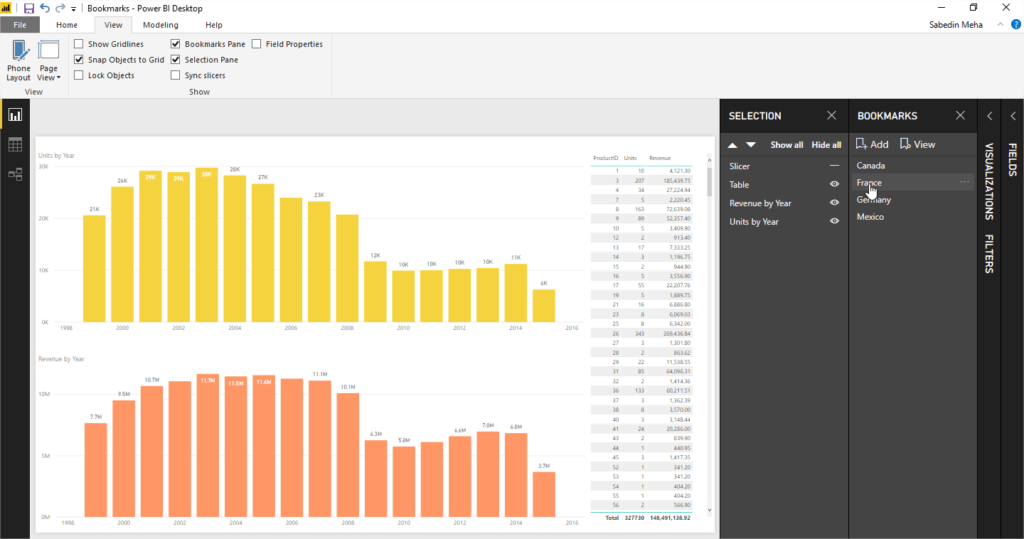 How to Create Power BI Bookmarks Tutorial