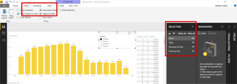 How to Create Power BI Bookmarks Tutorial