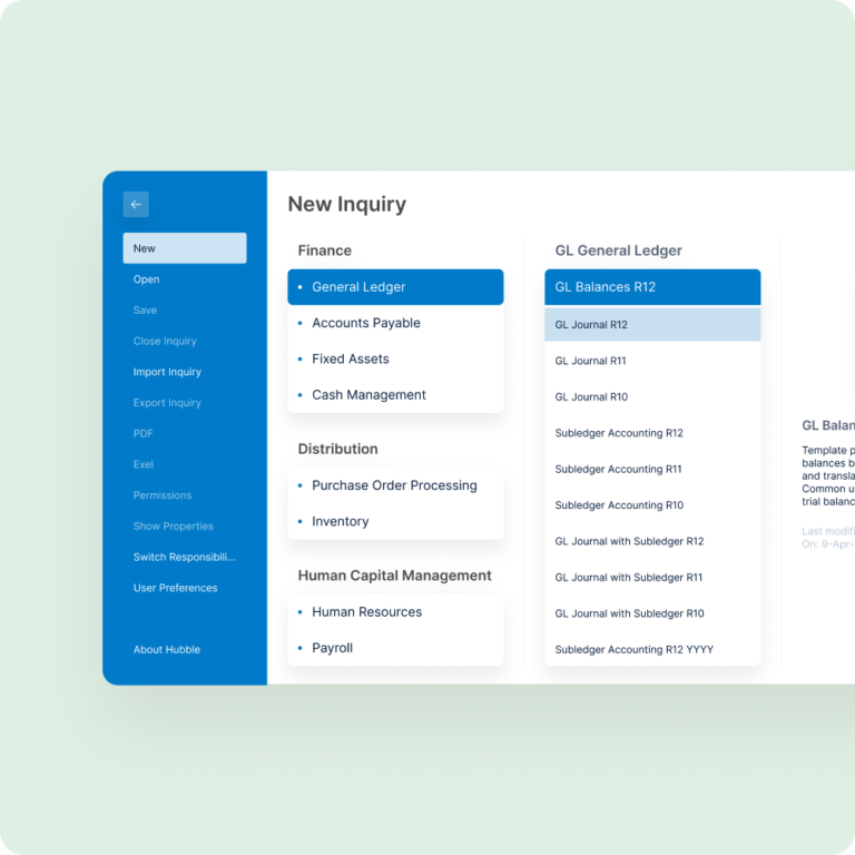 Hubble | Real-Time Financial Reporting Tool for Oracle & JDE